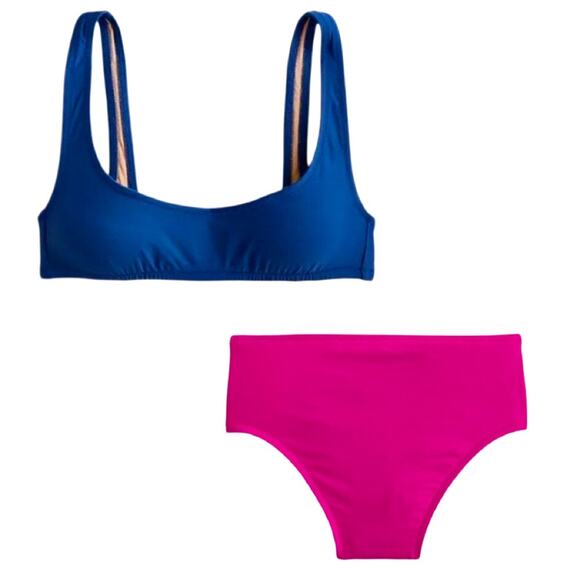 J. Crew | Swim | Nwt Jcrew Colorblock Bikini Heritage 989 Scoop Top ...